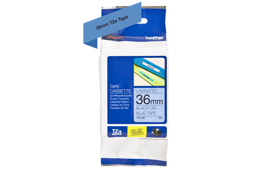 Genuine Brother TZe-561 Labelling Tape Cassette – Black on Blue, 36mm ...